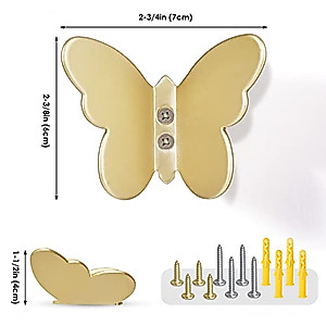 NiHome Matte Brass Butterfly Coat Hooks - Set of 2 Decorative Wall-Mounted Organizers with Multifunctional Design, Ideal for Home and Office Storage of Hats, Jackets and Purses