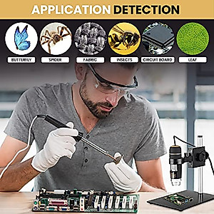 Amscope UTP200X003MP Digital 2MP USB Microscope, 10X-200X Magnification, Built-In Eight LED Light Source, Table Stand, Includes Software CD, Black