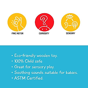 Shumee - Wooden Baby Rattle Clutching Toy - Elephant Shaped Teether for Kids - (Gift 6 Months+ Boys Girls) |Baby Shower/Birthday Gifts|Baby Rattle |New Born Gifts| Easter Basket Stuffers