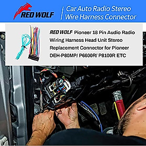 RED WOLF Pioneer 18 Pin Audio Radio Wiring Harness Head Unit Stereo Replacement Connector for Pioneer DEH-P80MP/ P6600R/ P8100R ETC