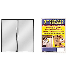 Magnetic Garage Door Screen for One Car Garage- Heavy Duty Weighted Garage Enclosure Curtain for Mosquito & Small Parts 08057 Magnet Squares with Adhesive, 1/16X1-Inch, Pack of 24