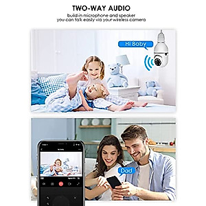 BESDERSEC Security Cameras Wireless Outdoor, Pan/Tilt Light Bulb Security Camera 360° Panoramic FHD 1080P Wi-Fi Outdoor Security Camera with IR Light Motion Sensor 2-Way Audio