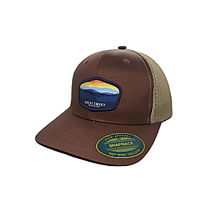 Great Smoky Mountains Trucker Hat with National Park Woven Patch (Brown/Tan)