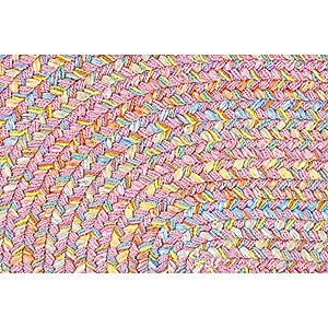 Super Area Rugs Braided Rug for Kids Room - Nursery Rug - Classroom Rug - Made in USA - Washable Rug for Playroom - Hipster, Pink Multi, 4' X 6' Oval