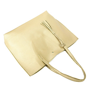 Nodykka Women Tote Bags Top Handle Satchel Handbags PU Pebbled Leather Tassel Shoulder Purse,One Size,Gold3