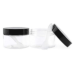 Cornucopia 4oz Clear Plastic Jars with Labels & Spatulas & Lids (12-Pack); Straight Sided PET BPA-Free Containers Great for Cosmetics, Kitchen & Gifts