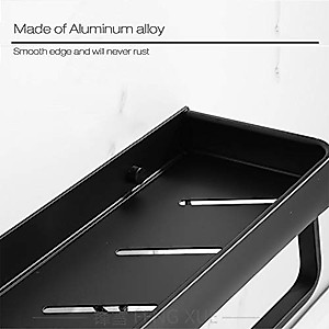 Lancher 2-Pack Bathroom Shelf (No Drilling) Shower Rack with Towel Bar 16" Shower shelf with Tower hooks Shower Caddy Bathroom Rack Bath Rack - Black