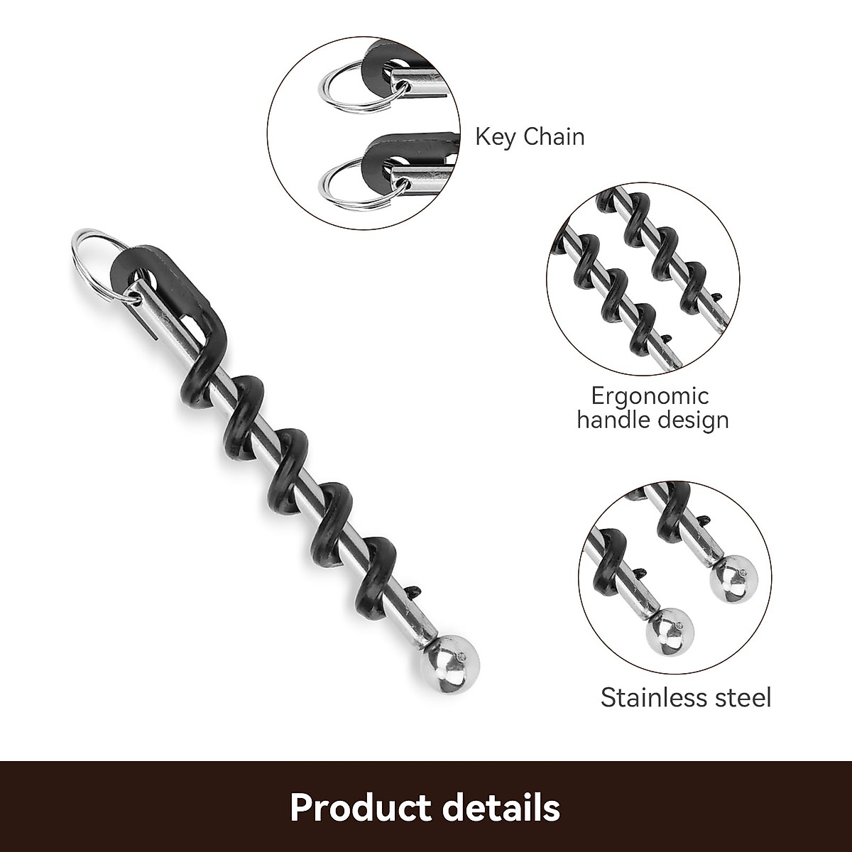 4pcs Corkscrew Spiral, Portable Keychain Corkscrew Black Stainless Steel Wine Beer Bottle Opener Corkscrew Kitchen Accessories