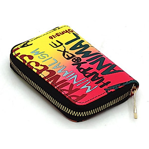 Mizuba Multi Graffiti Print Accordion Card Holder Wallet Small Credit Card Holder Cash Coin Carry Wallet (Black)