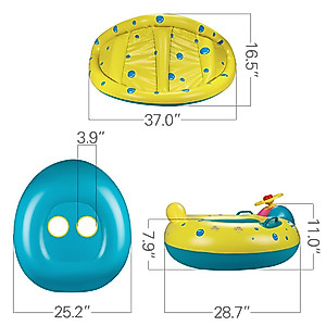 Baby Pool Float, Topist Baby Inflatable Swimming Ring with Adjustable Sun Shade CaBaby Pool Float, Rinopy Safety Seat for Age 6-36 Months Toddlers with Carry Bag