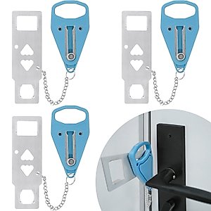 Portable Door Lock, Travel Door Lock for Hotel Rooms, Security Door Stopper for Traveling Home Apartment Anti Break-in, Door Safety Locks from Inside for Women Families Privacy (3 Pack)