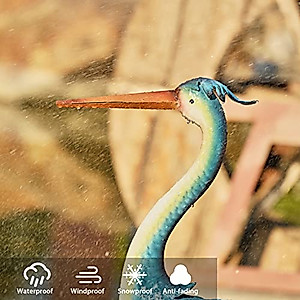 TERESA'S COLLECTIONS Large Blue Heron Garden Statues, 41.7-43.7 inch Standing Crane Sculpture Metal Yard Art Bird Decor Lawn Ornaments for Outdoor Patio Porch Outside Decorations, Set of 2