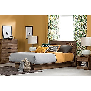 South Shore Holland Platform Bed (54/60''), Full/Queen, Natural Walnut