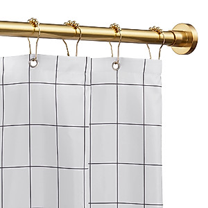 EBOATOP Shower Curtain Rod Tension- Never Rust No Drill Non-Slip Spring Tension Shower Rod, 43-73 inches Metal Steel, Gold