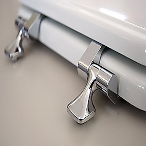 MAYFAIR 29CPA 000 Beadboard Toilet Seat with Chrome Hinges will Never Loosen, ROUND, Durable Enameled Wood, White, 1 Pack Round