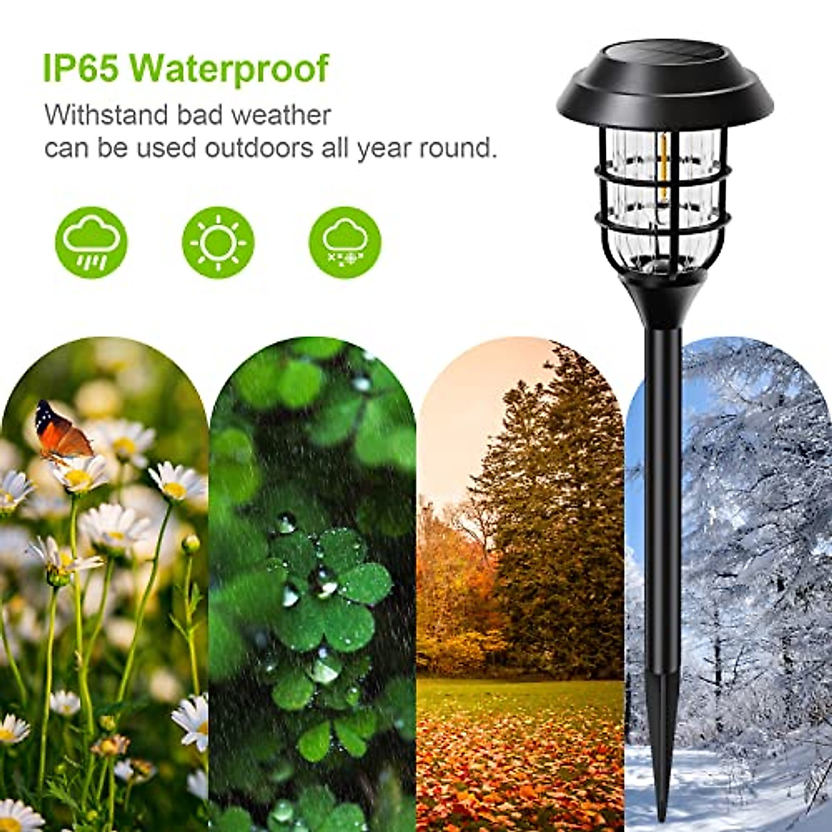 LETMY Solar Pathway Lights Outdoor, 8 Pack Bright Solar Lights Outdoor, IP66 Waterproof Auto On/Off Solar Garden Lights Solar Powered Landscape Lighting for Yard Patio Walkway Driveway Pathway - Black