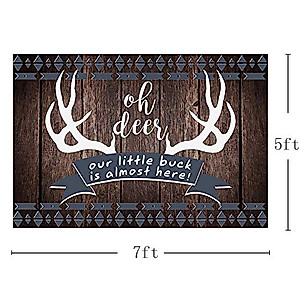 MEHOFOND 7x5ft Rustic Oh Deer Baby Shower Background Props Wood It's A Boy Buck On The Way Baby Shower Antlers Woodland Backdrop Party Decoration Photo Banner Supplies