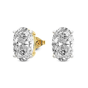 6 Carat | 14K Yellow Gold| IGI Certified Lab Grown Solitaire Diamond Stud Earrings | Oval Shape Push Back Prong Setting Friendly Diamonds Earrings | F-G Color, VS1-VS2 Clarity