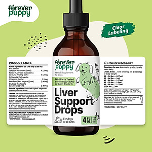 Liver Support for Happy Dogs - Milk Thistle Extract for Liver Detox - Liquid Dog Food Supplements for Liver Support and Cleanse - Milk Thistle Drops - Vegan Pet Vitamins and Supplements - 4 oz