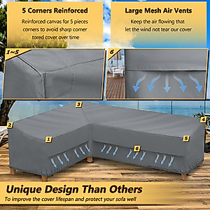 STARTWO Outdoor Sectional Sofa Cover Waterproof 83"x104" L-Shaped Patio Furniture Covers for Deck, Lawn and Backyard, Heavy Duty Outdoor Couch Cover, Left Facing, Gray