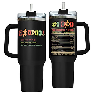 Christmas Gifts for Him Grandpa Father Dad Husband Men Boys, DadPool 40oz Tumbler with Lid, Funny Movie Character Travel Cup, Antihero Mug with Funny Definition, Birthday Gifts for Movie Lover