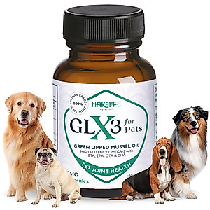 GLX3 Green Lipped Mussel Oil for Dogs | Joint & Hip Comfort Omega-3 Supplement | Ideal for All Dog Breeds and Ages | 1 Month Supply, 60 Soft Chews w/Natural Ingredients