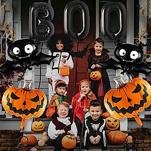 BACOKEY 7Pcs Halloween Balloons, Halloween Boo Bat Pumpkin Foil Mylar Balloons for Halloween Party Decorations