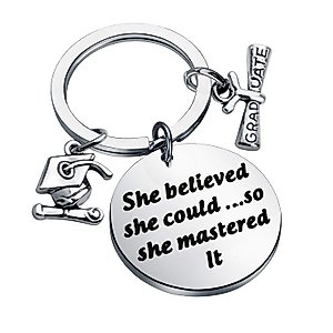 HOLLP She Believed She Could So She Mastered It Keyring Graduation Jewelry Inspirational Gift for Women Girl Sister Mother Friend (Keyring)