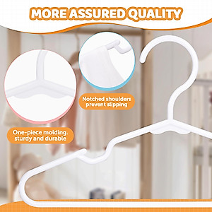 Kids Plastic Hangers 60 Packs, Baby Clothes Hangers for Closet Non-Slip Toddler Hangers for Infant Child Clothing, Small Children Hangers for Pants Coats Skirts (White, 60 Packs)