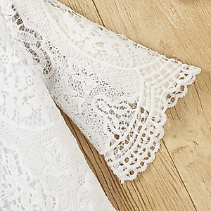 Tikoubabe Baby Girl Clothes Toddler Outfit Infant White Lace Romper Long Sleeve + Jeans Pants Clothing Set 3-6 Months 70cm