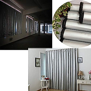 Blackout Drapery Shade Fabric Black and Silver 100 Percent Shading Light Waterproof Sunshade Cloth Light Weight (3Yards)