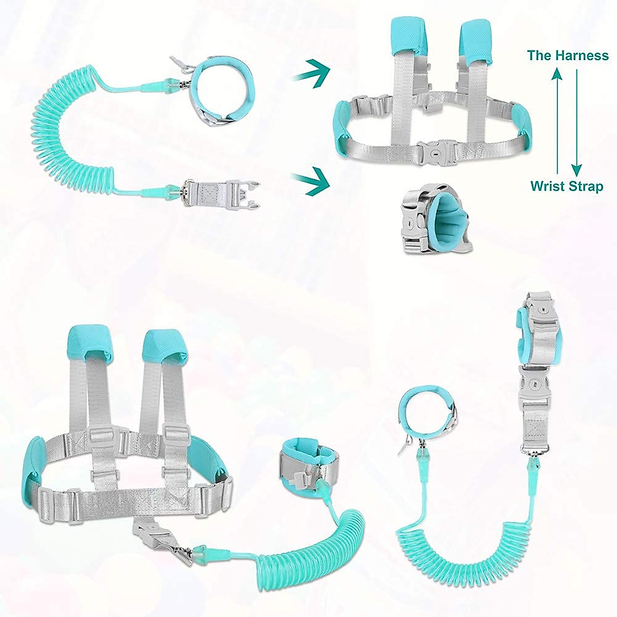 Anti Lost Toddler Leash with Backpack Harness and Wrist Link for Child Safety Wristband Leash Keep Your Runner Close and Safe in Crowd Public Events.