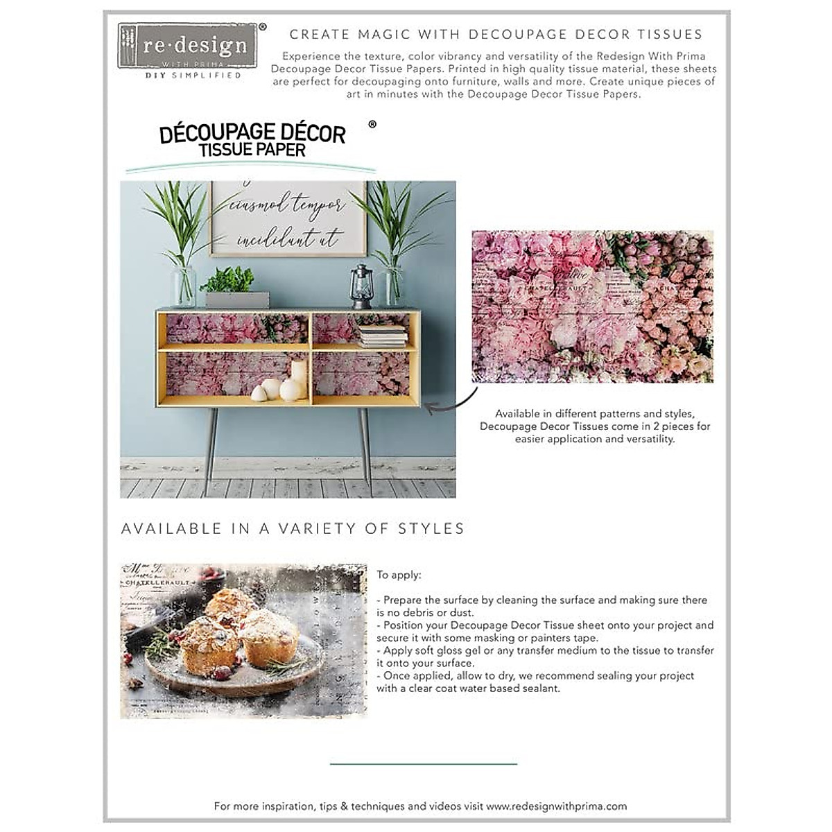 Re-Design Tissue Paper REDESGN SHBBY FLRL, Shabby Floral