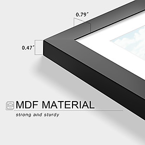 Picrit 8.5x11 Picture Frame Set of 12, Display 6x8 with Mat or 8.5 x 11 Without Mat, Photo Frames for Wall Mounting or Table Top Display, Black.