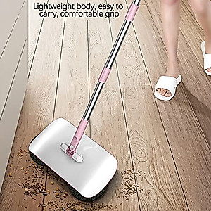 3 in 1 Floor & Carpet Sweeper Hand Push Sweeper Household Quiet Carpet Sweeper Upgraded Powerful Cordless Vacuum Cleaner and Mop forHouse,Office,Kitchen,Carpet (Pink)