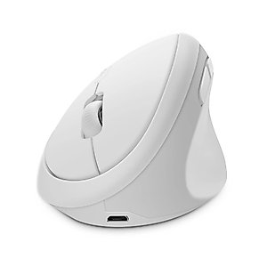 CHUYI Ergonomic Wireless Mouse, Vertical Rechargeable Wireless Mouse, 400mAh 800/1200/1600 DPI Portable Optical Cordless Mouse for PC Computer Laptop Office for Small Middle Right Hand (White)