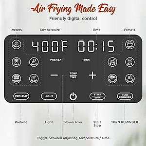 Air Fryer 8 Qt Large Size With Clear Window, 8 Presets, 3 Special Features Turn Reminder, Preheat, Light, True One-touch Panel, 360° Turbo Airflow Tech, Nonstick Basket,Stainless Steel