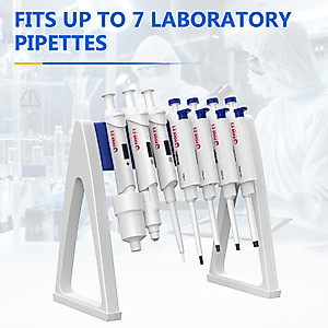 FOUR E'S SCIENTIFIC Laboratory Pipette Stand, Plastic Linear Pipettor Holder Micropipette Rack, Hold Up to 7-8 Pipettes (Pipettes Not Included)