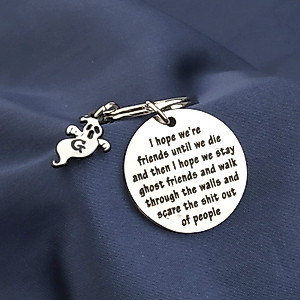 SEIRAA Ghost Friends Keychain Best Friend Gift Ghost Jewelry Soul Sister Gift Friendship Keychain Gag Birthday Gift For Her (Ghost Friends Keychain)