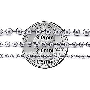 Savlano 925 Sterling Silver Italian Solid Bead Ball Dog Tag Chain Necklace Comes With Gift Box for Women & Men - Made in Italy (22, 2.0mm)
