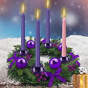 4 Pack Advent Taper Candles Set, 10-Inch Premium Hand-Dipped Unscented Christmas Advent Candles - Perfect for Holidays, Seasonal Celebrations, Church Services, and Parties.