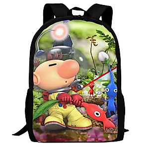 RACEK Fashion Game Pik-min Backpack Cartoon Lightweight Travel Computer Bag Casual Daypack Cute Daybag With Adjustable Straps For Unisex