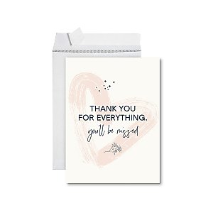 Andaz Press Funny Farewell Jumbo Card Thank You For Everything 8.5 x 11 inch Blank Goodbye Greeting Card with Envelope Big You'll Be Missed Card for Coworker From All Of Us 1-Pack