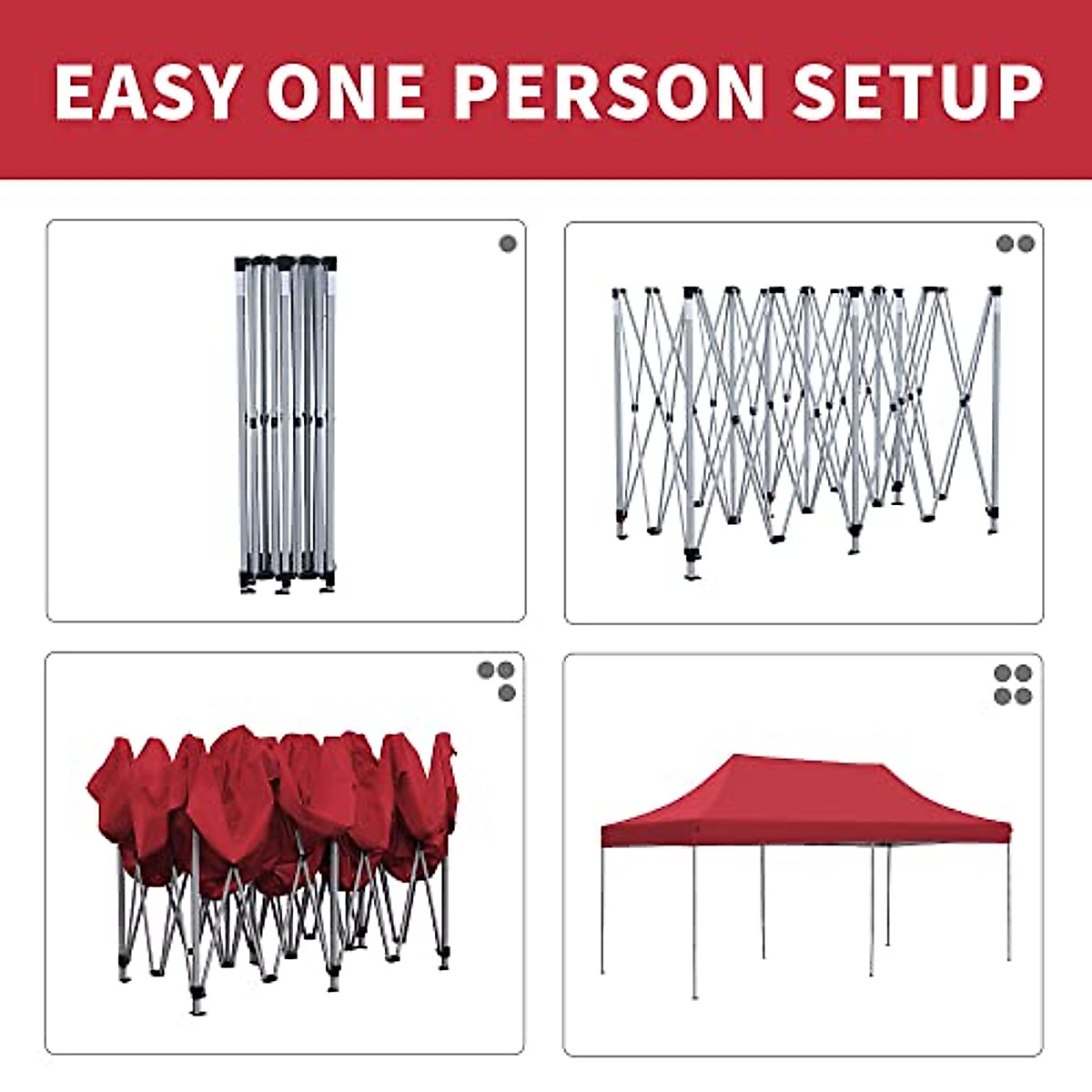 10 FT X 10 FT Double Hardtop Gazebo Galvanized Steel Outdoor Patio Gazebo Aluminum Frame Double Vented Roof Pergolas with Curtains (Red)