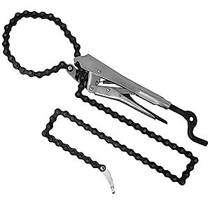 Locking Chain Pliers, Removable 48″ Chain, Holds Up To 14" Diameter Pipes, Unique Easy Open Crank Handle, Quick Release Trigger, PFC1048, Strong Hand Tools