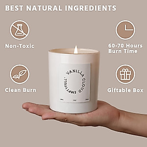 EMPTYFULL Vanilla Scented Candles, Wood Wick, 11 oz Large Candle, Natural Soy Candles 70 Hours Long Burning for Home, Aesthetic Candle, Perfect Spiritual Aromatherapy Gift for Women Men Mother’s