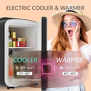 EUHOMY Mini Fridge, 4 Liter/6 Cans Small Refrigerator, Portable Cooler and Warmer for Skin Care, Cosmetics, Beverage, 4L Makeup Mini Fridge for Bedroom, Car(Black)