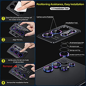 WSKEN for Samsung Galaxy S23 Ultra Camera Lens Protector,[Night Shooting Mode] Scratch Resistant HD Tempered Metal Glass Camera Screen Protector Cover Film Accessories 6.8 Inch,Colorful