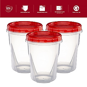 Elegant Disposables (32 Ounce 10 Pack) Twist cap Containers Clear Bottom With Red Top Screw on Lids Twist Top Food Storage Freezer Containers