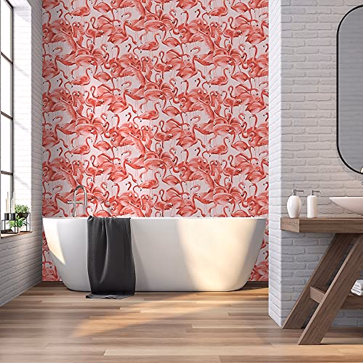 Tempaper Cheeky Pink Flamingo Removable Peel and Stick Wallpaper, 20.5 in X 16.5 ft, Made in the USA
